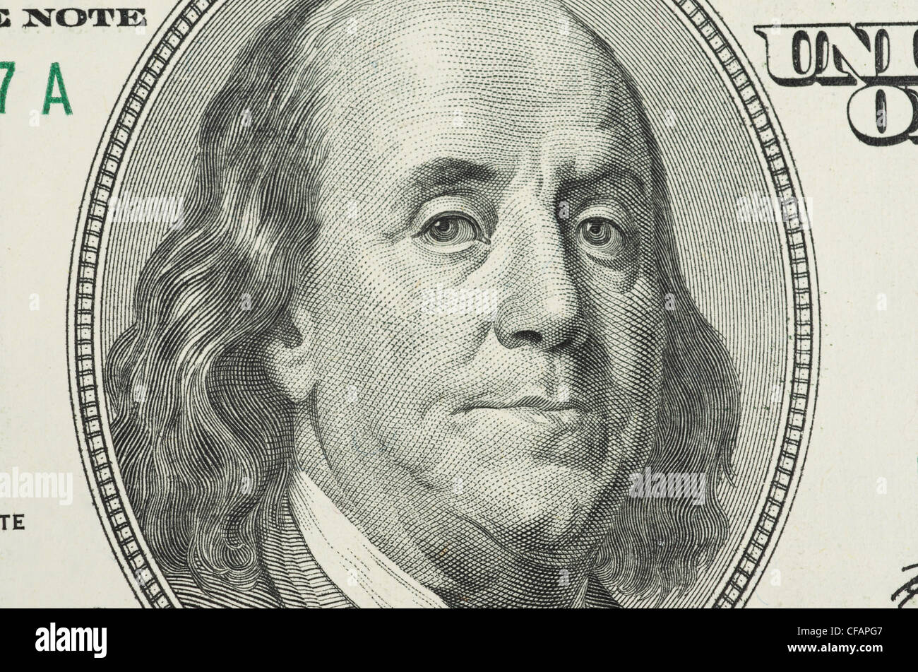 Benjamin Franklin portrait from 100 dollars banknote Stock Photo - Alamy