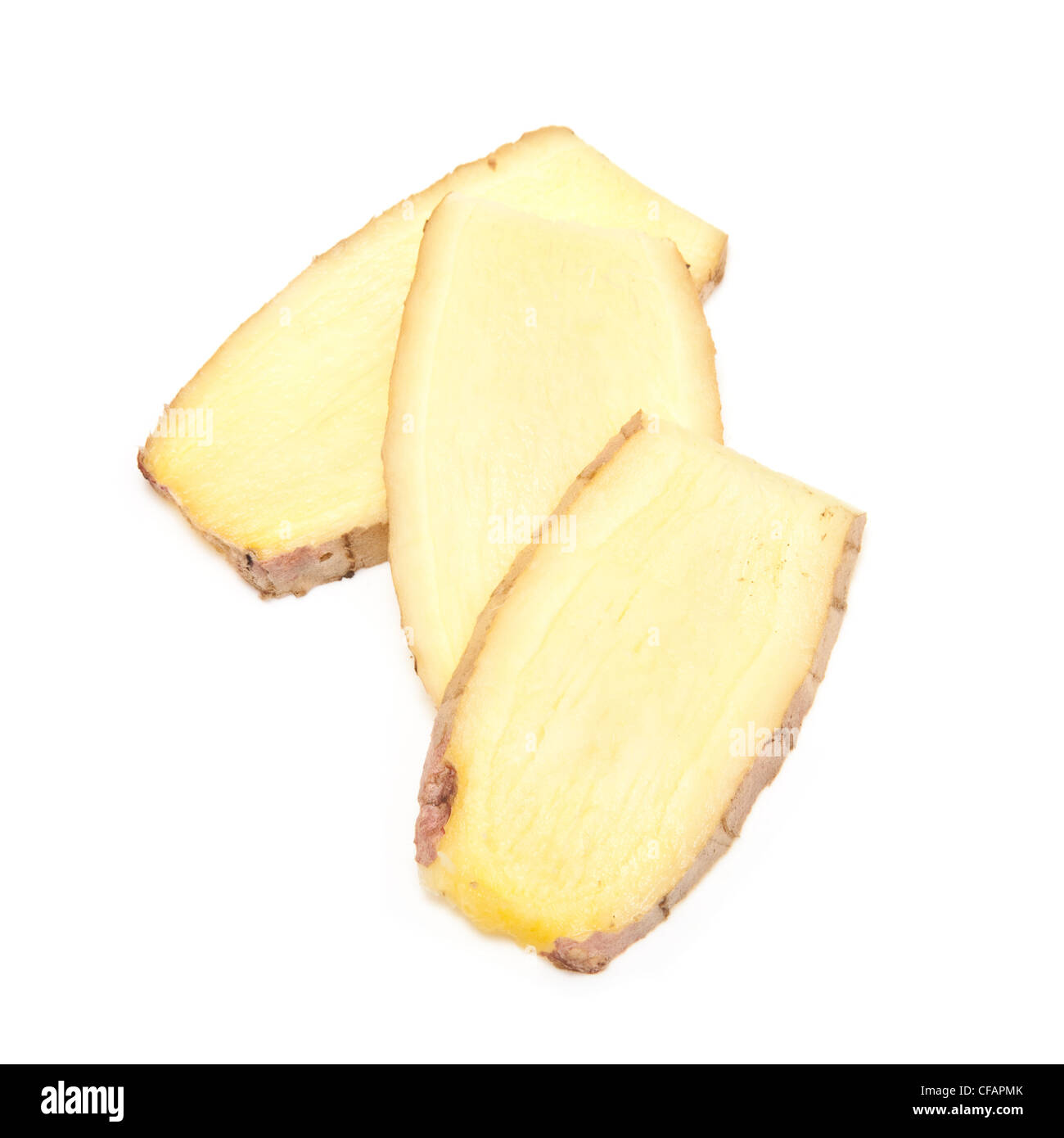 Root ginger (Zingiber officinalis) isolated on a white studio ...