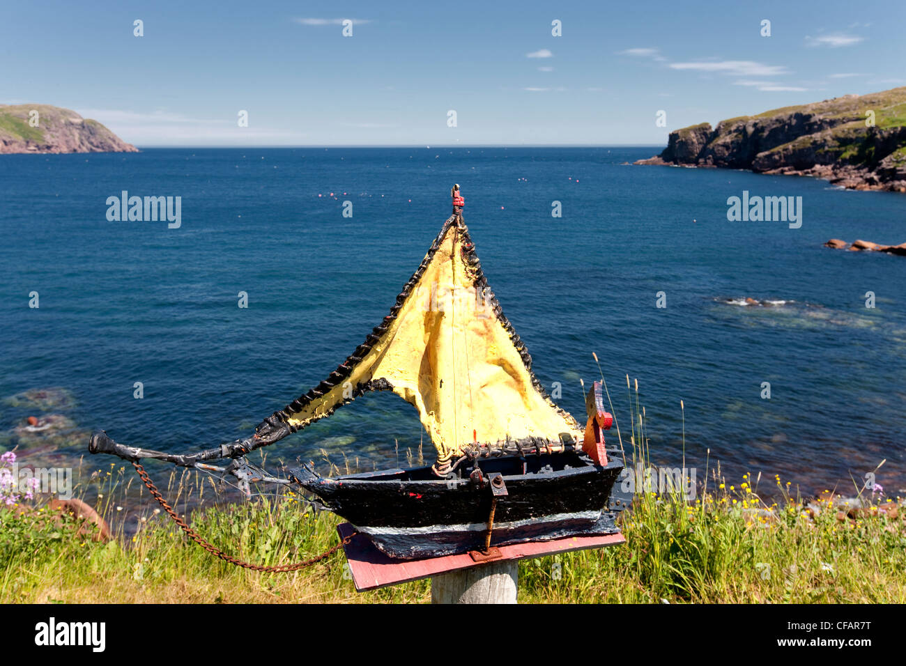 Marine Folk Art displayed along the coastline of Bay De Verde ...