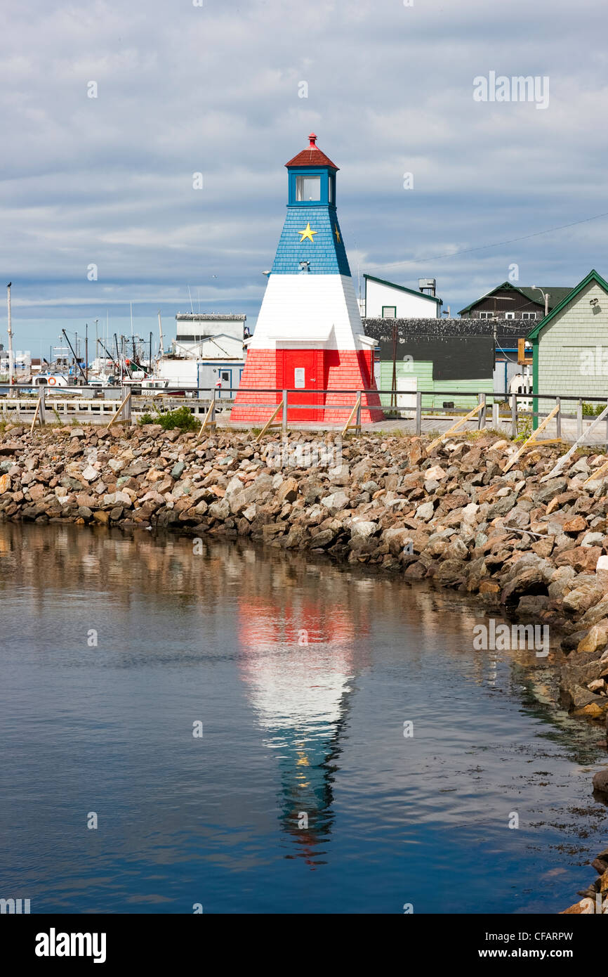 Acadian lighthouse on boardwalk along the Cheticamp waterfront, Cape ...