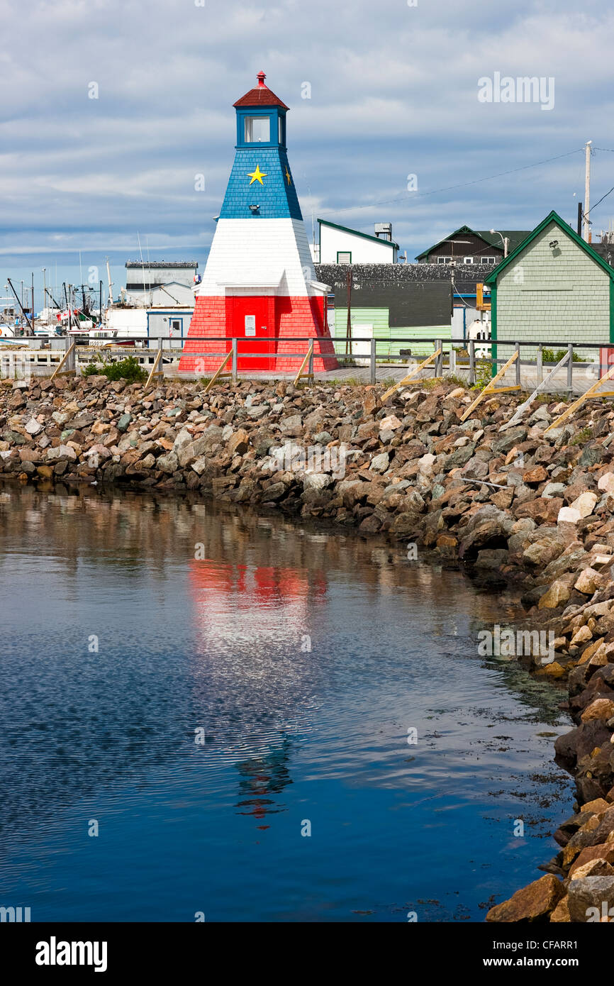 Acadian lighthouse on boardwalk along the Cheticamp waterfront, Cape ...