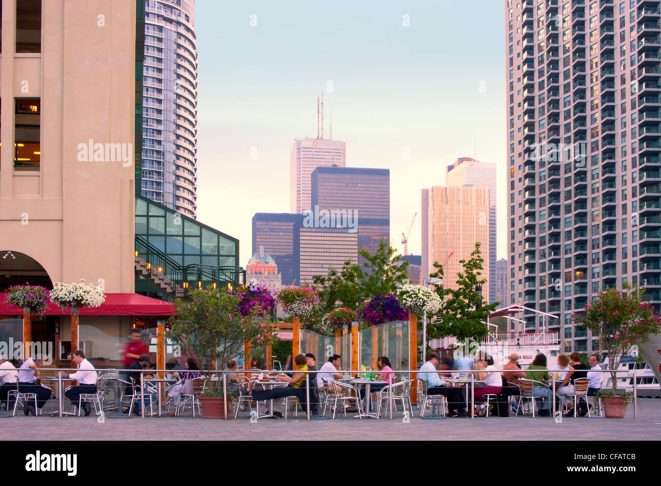 People dining on the waterfront, Toronto, Ontario, Canada Stock Photo ...