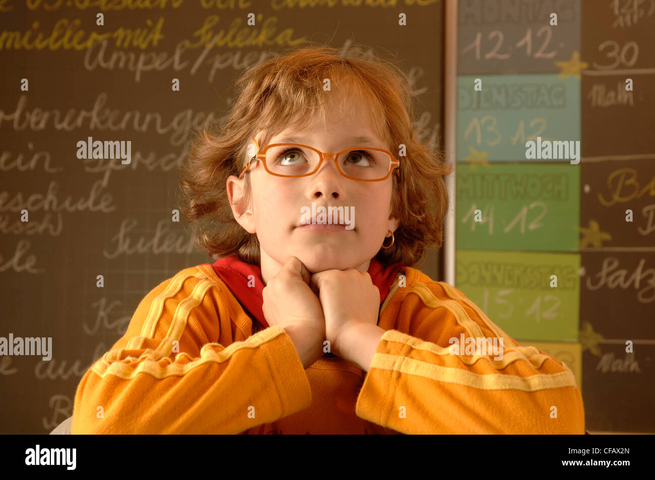 Concentration, school, child, learn, glasses, chalkboard, blackboard ...