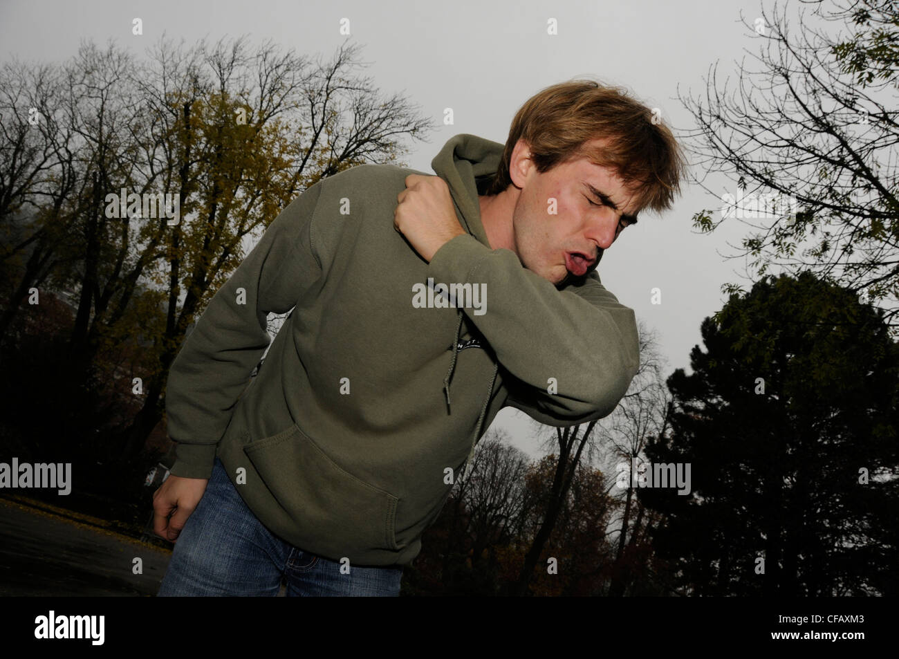 Man, Autumn, fall, gray, cold, ill, sick, cough, winter, coldly, health ...