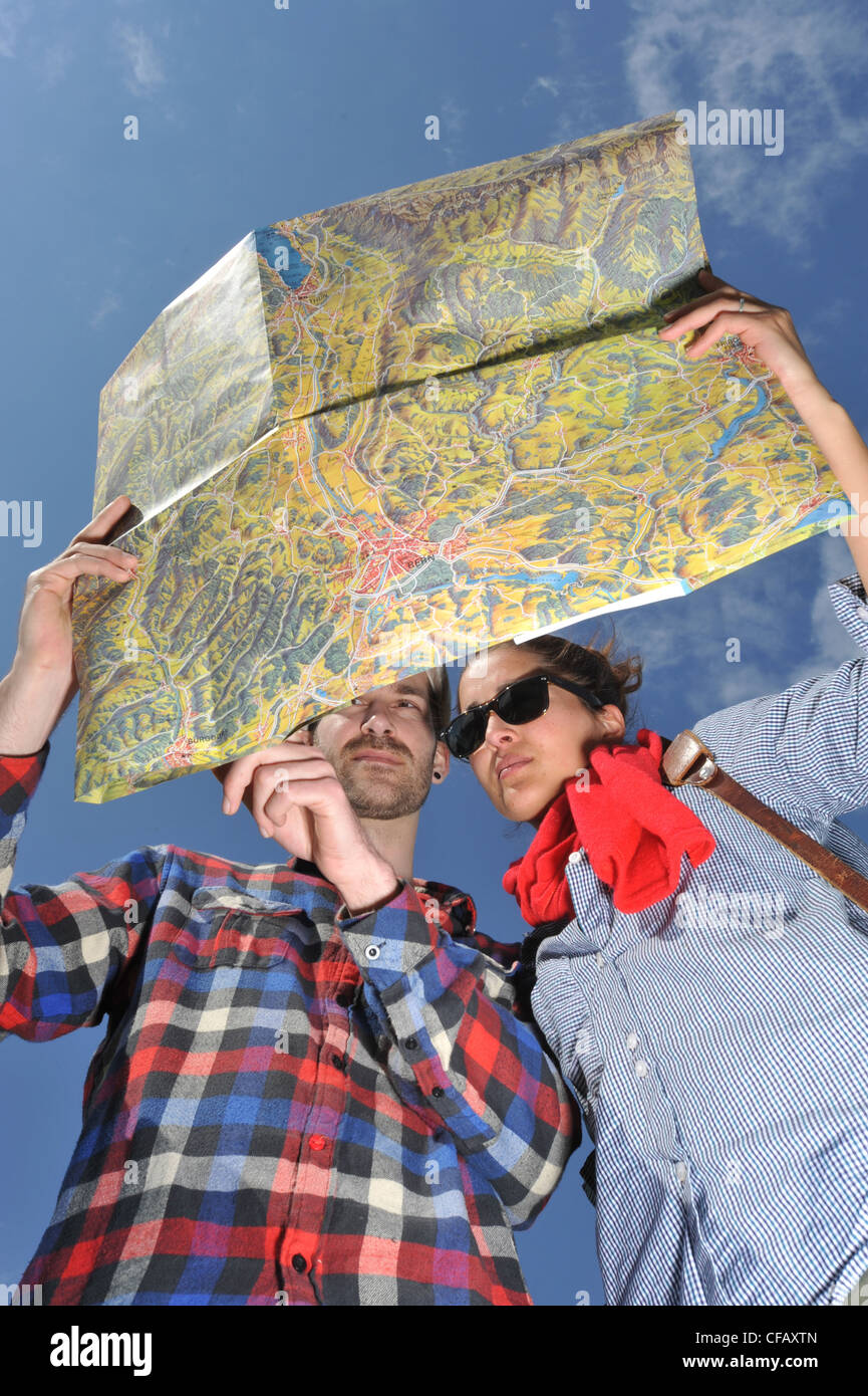 Walking, Hiking, traveller, traveling shoes, profile, map, card, field ...