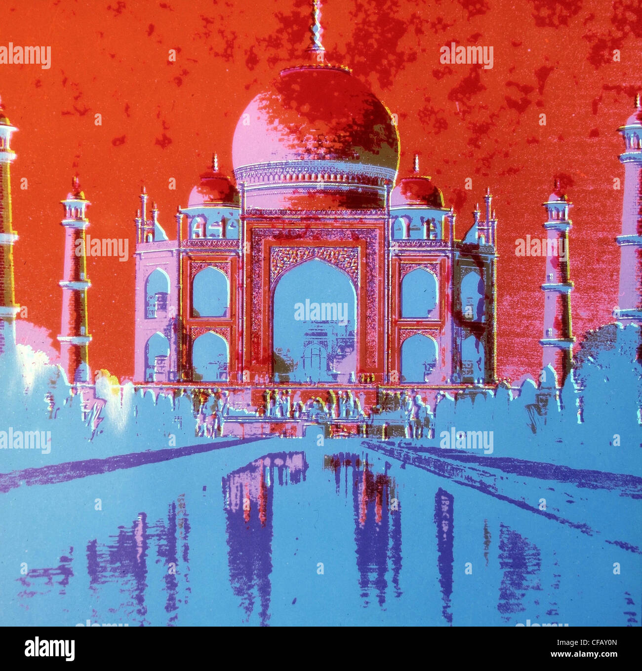 Asia, India, temple, religion, the Taj Mahal, blue, red, alienated ...