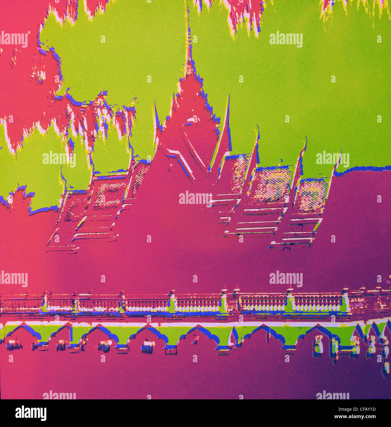 Asia, Thailand, temple, religion, green, red, alienated, concepts ...