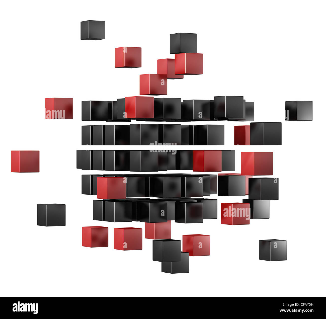 3d blocks red and black color. It is isolated on a white background ...