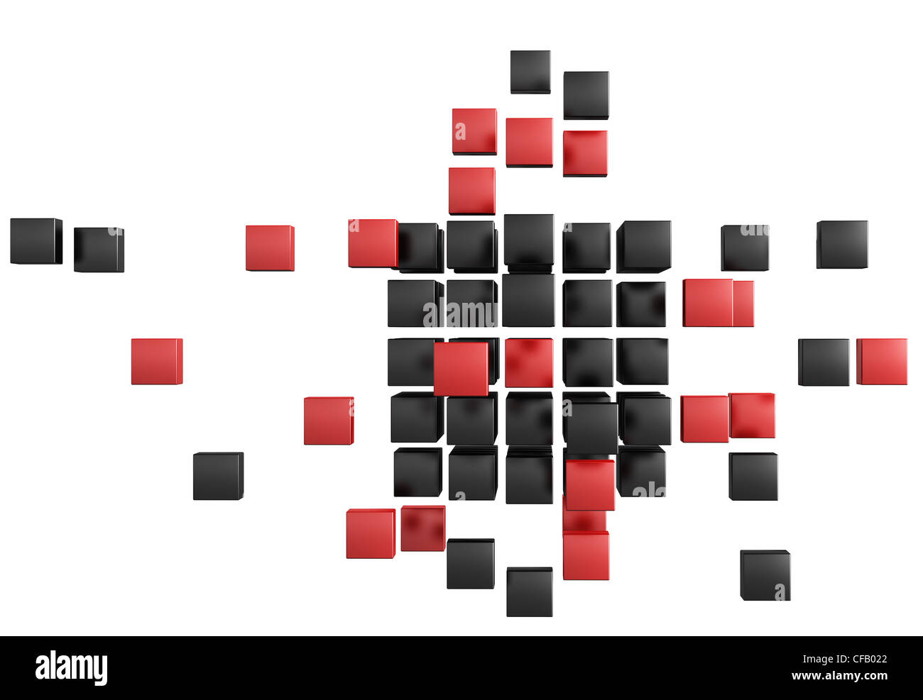 3d blocks red and black color. It is isolated on a white background ...