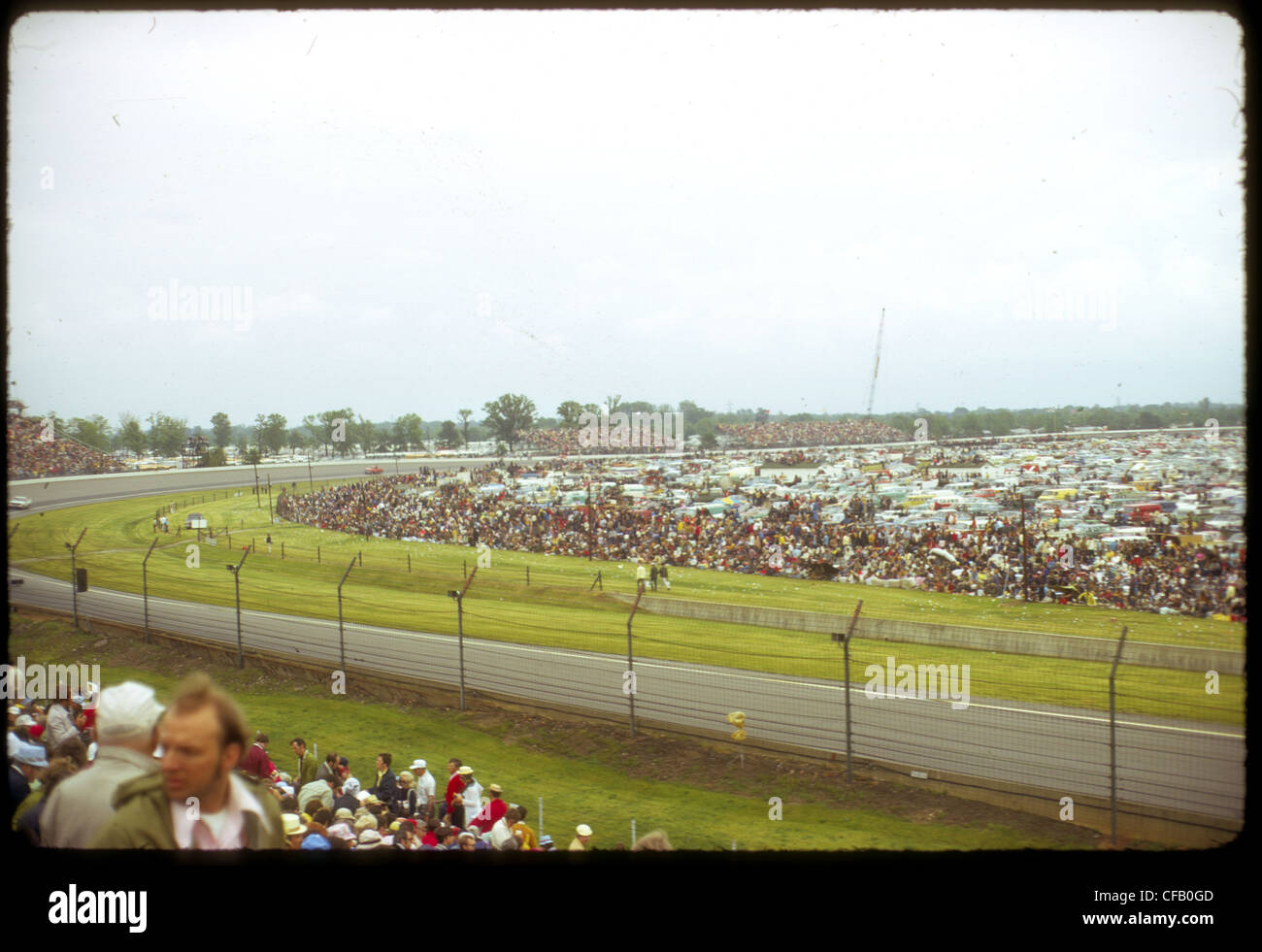 crowd people turn 1973 Indianapolis 500 track infield crowded Stock ...