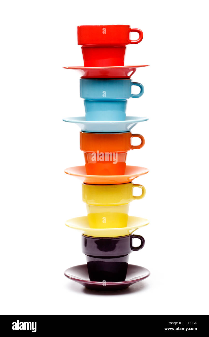 Colors - Stack of coffee cups on white background Stock Photo - Alamy