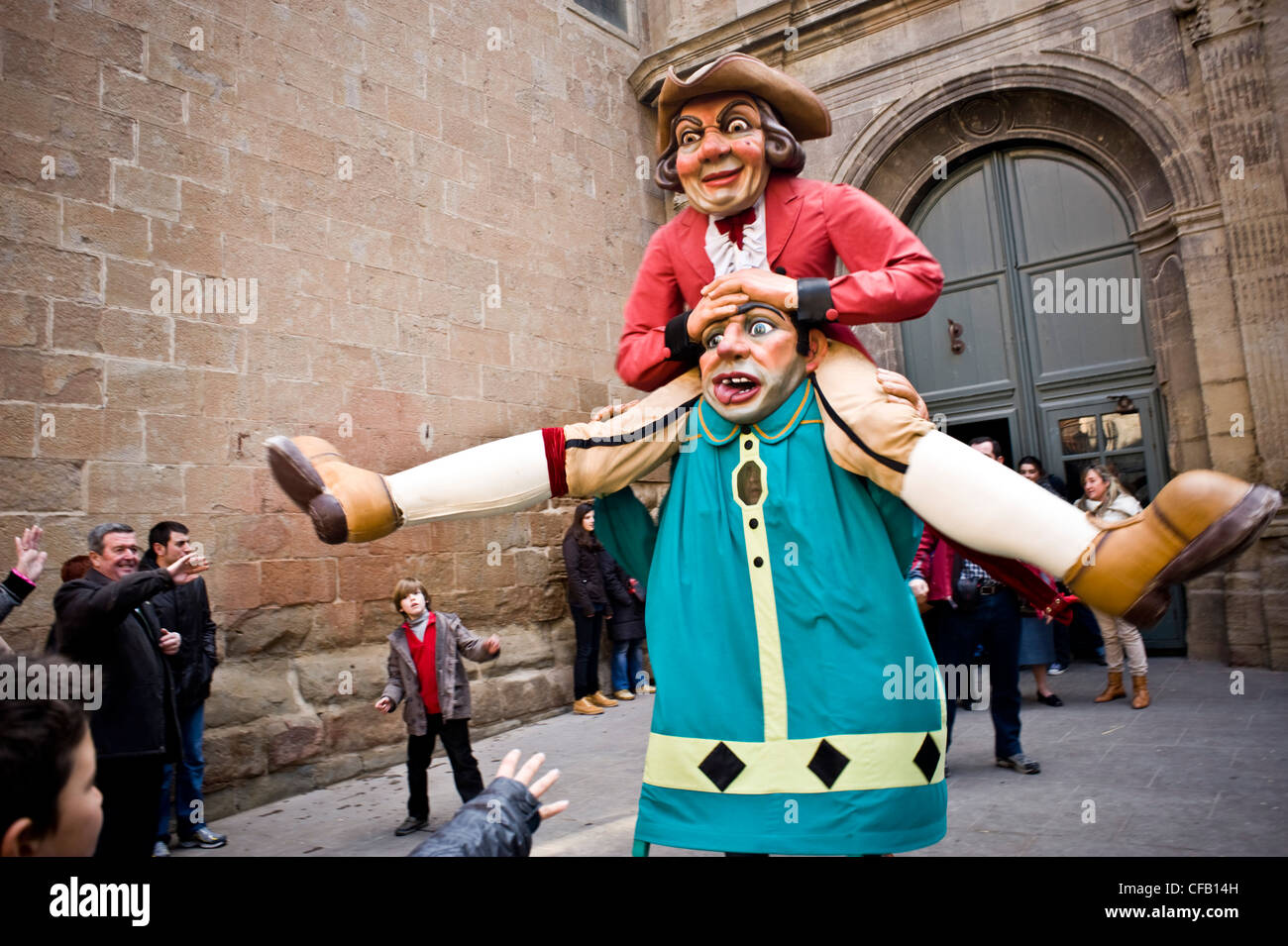 Traditional dance of giants during the carnival in the catalan town of ...