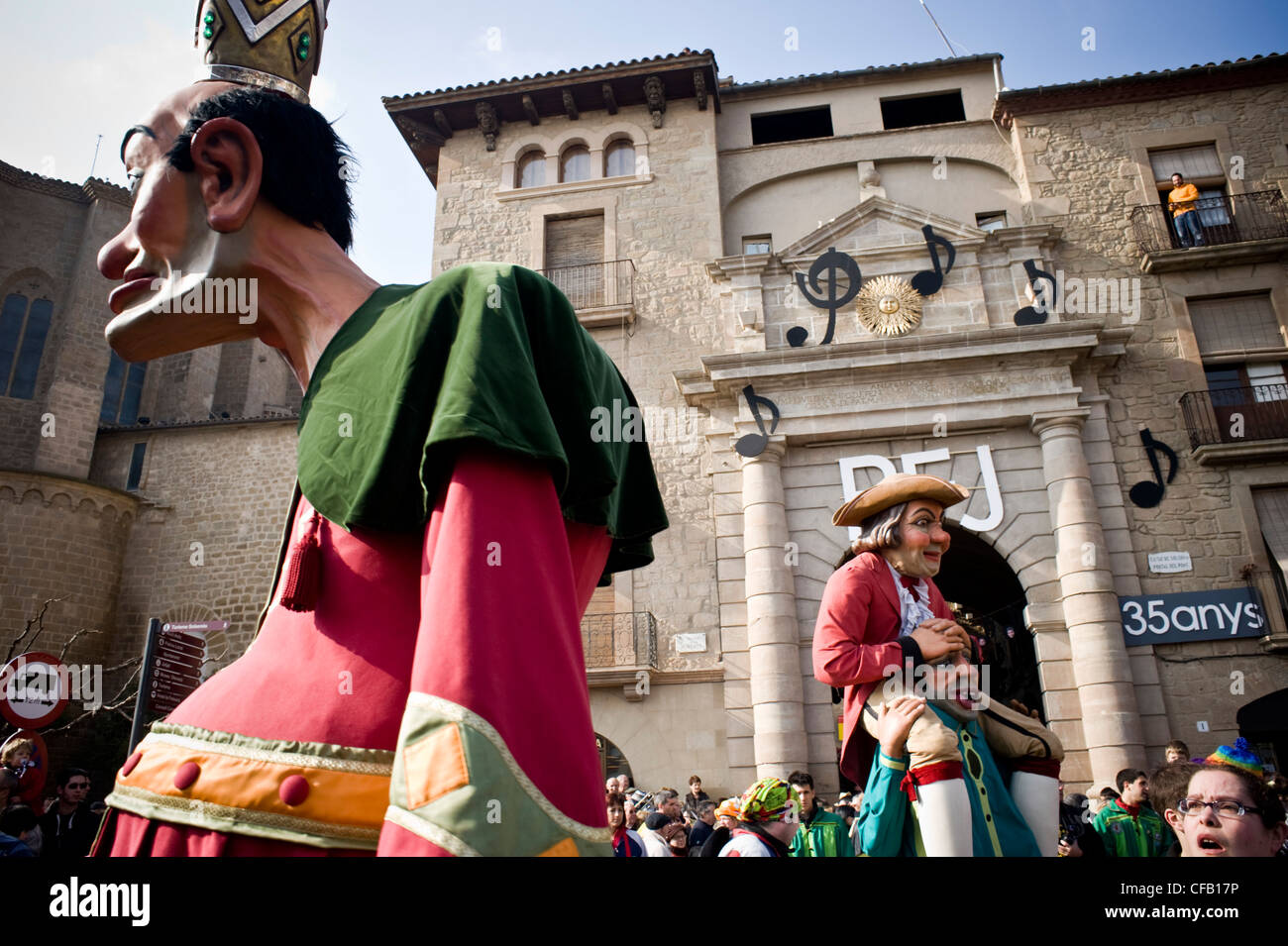 Traditional dance of giants during the carnival in the catalan town of ...