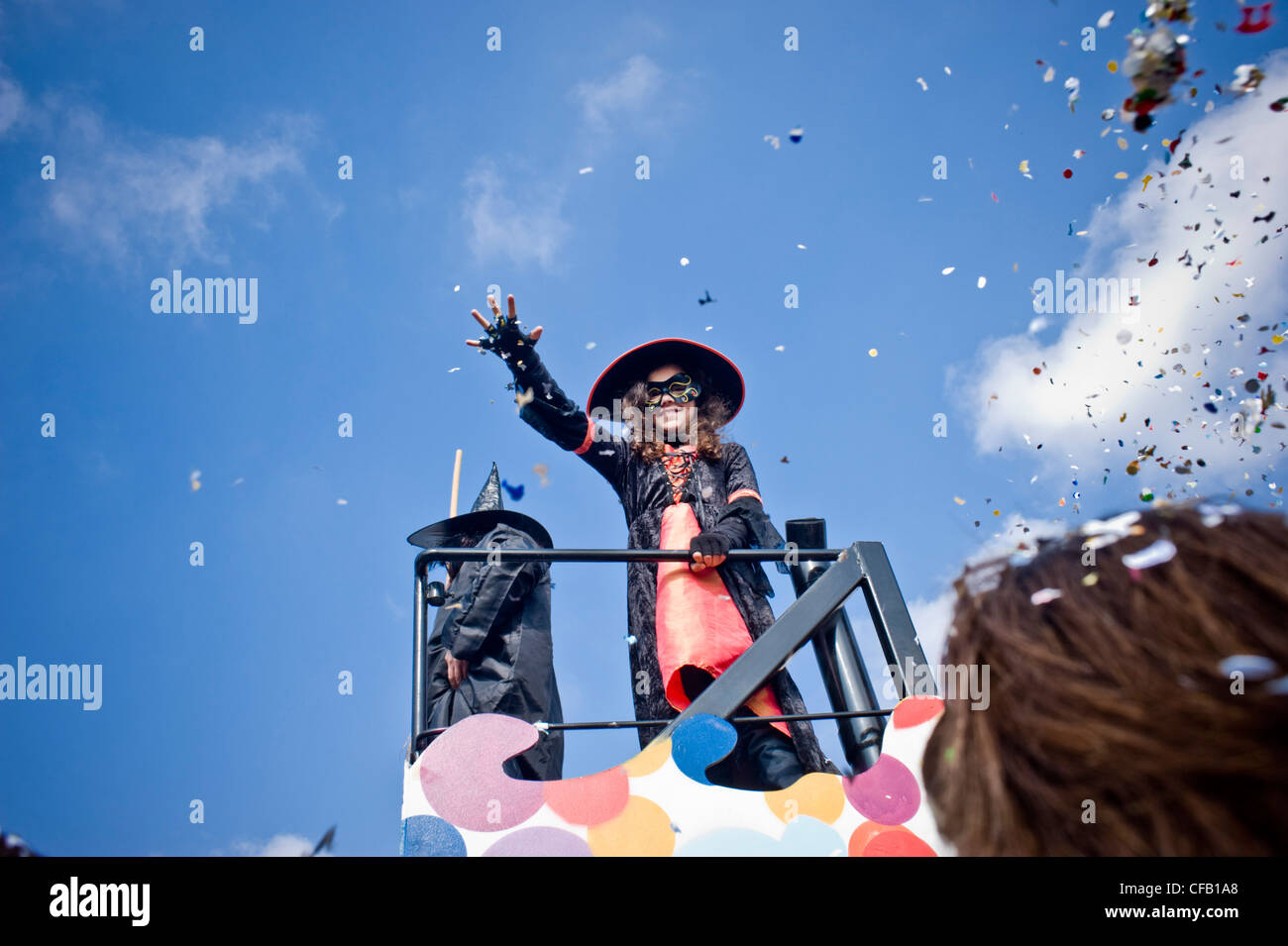 Costumes and confetti at the parade of the traditional carnival of ...