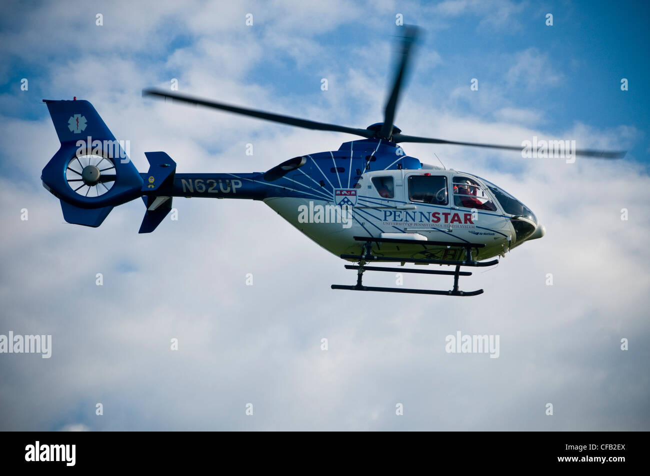 Lifeline emergency helicopter transporting patient to hospital Stock ...
