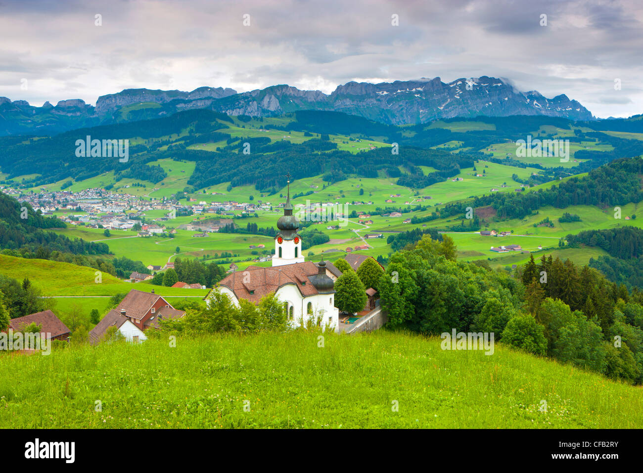 Schlatt, Switzerland, canton Appenzell, Innerrhoden, village, church ...