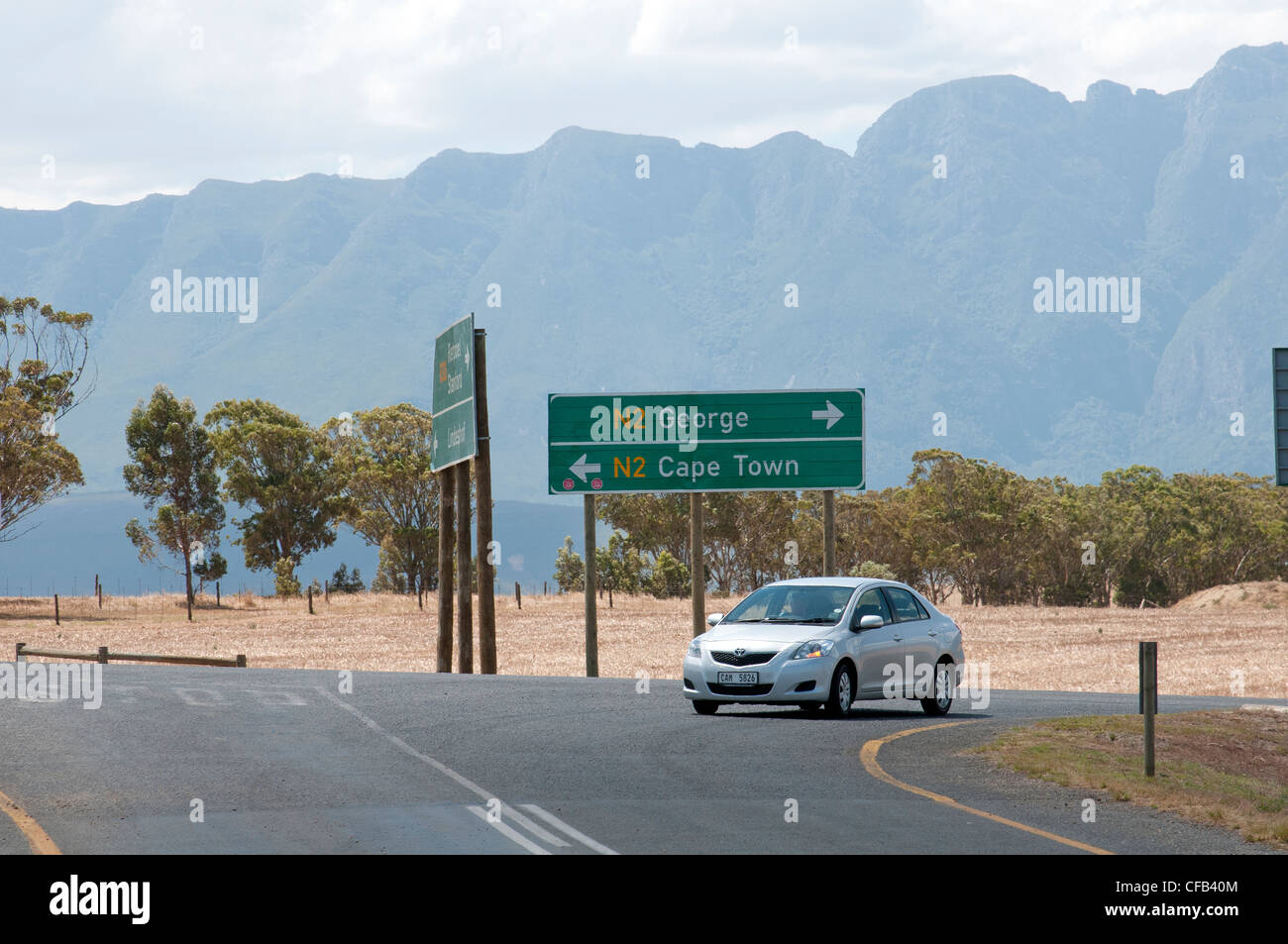 Car exiting the N2 Highway near Caledon Western Cape South Africa Stock ...