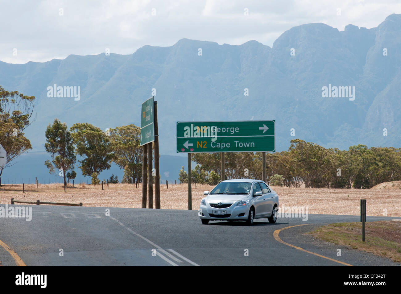 Car exiting the N2 Highway near Caledon Western Cape South Africa Stock ...