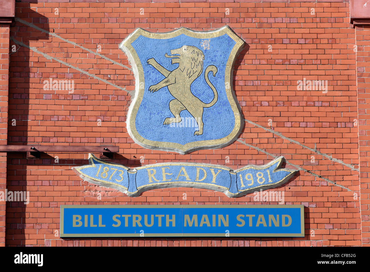 Bill Struth Main Stand sign at Ibrox the home of Glasgow Rangers ...