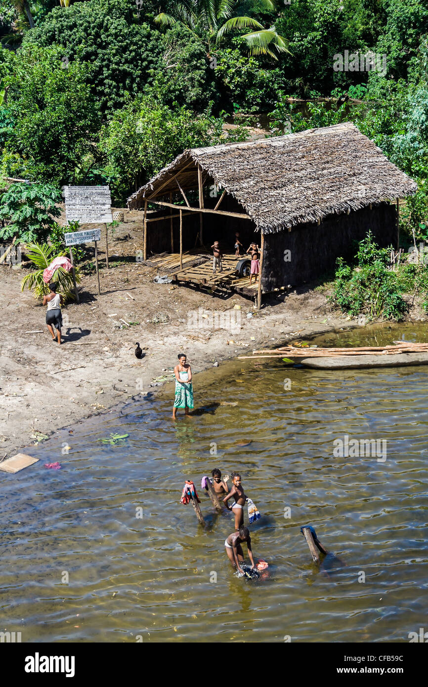 Betsomisaraka village near Brickaville, eastern Madagascar Stock Photo ...