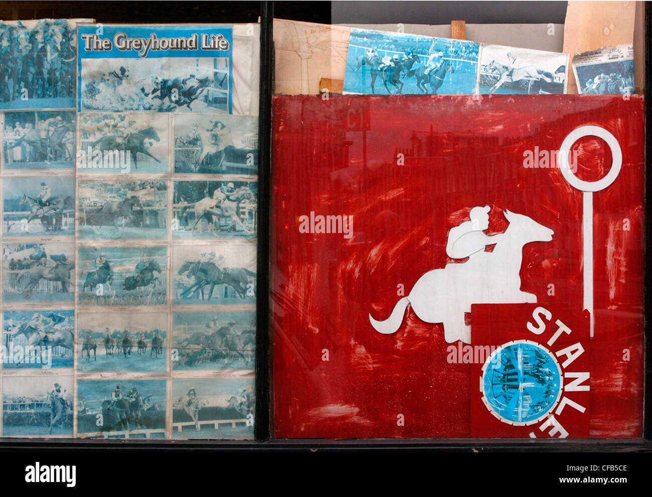 Bookmaker's window, Amwell street Stock Photo - Alamy