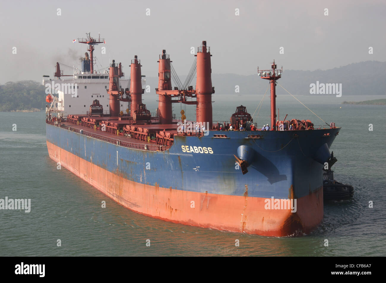 Seaboss bulk cargo ship approaching Gatun Locks, Panama Canal Stock ...