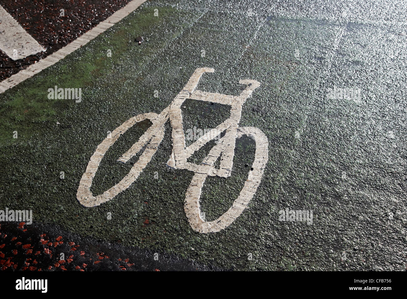 dedicated cycle lane in roadway with special road coating Belfast ...