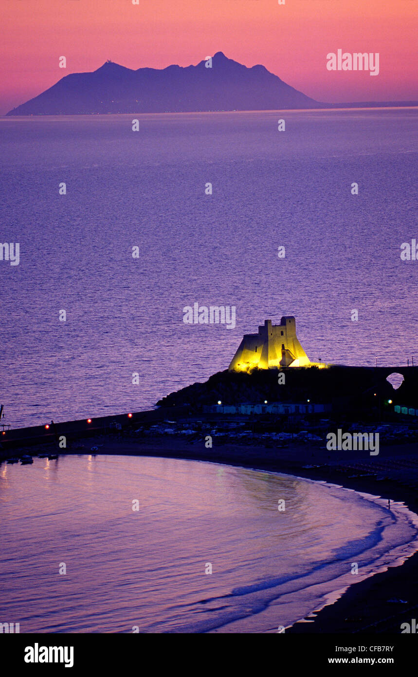 Sperlonga at sunset. In the background Monte Circeo. Latina, Latium ...