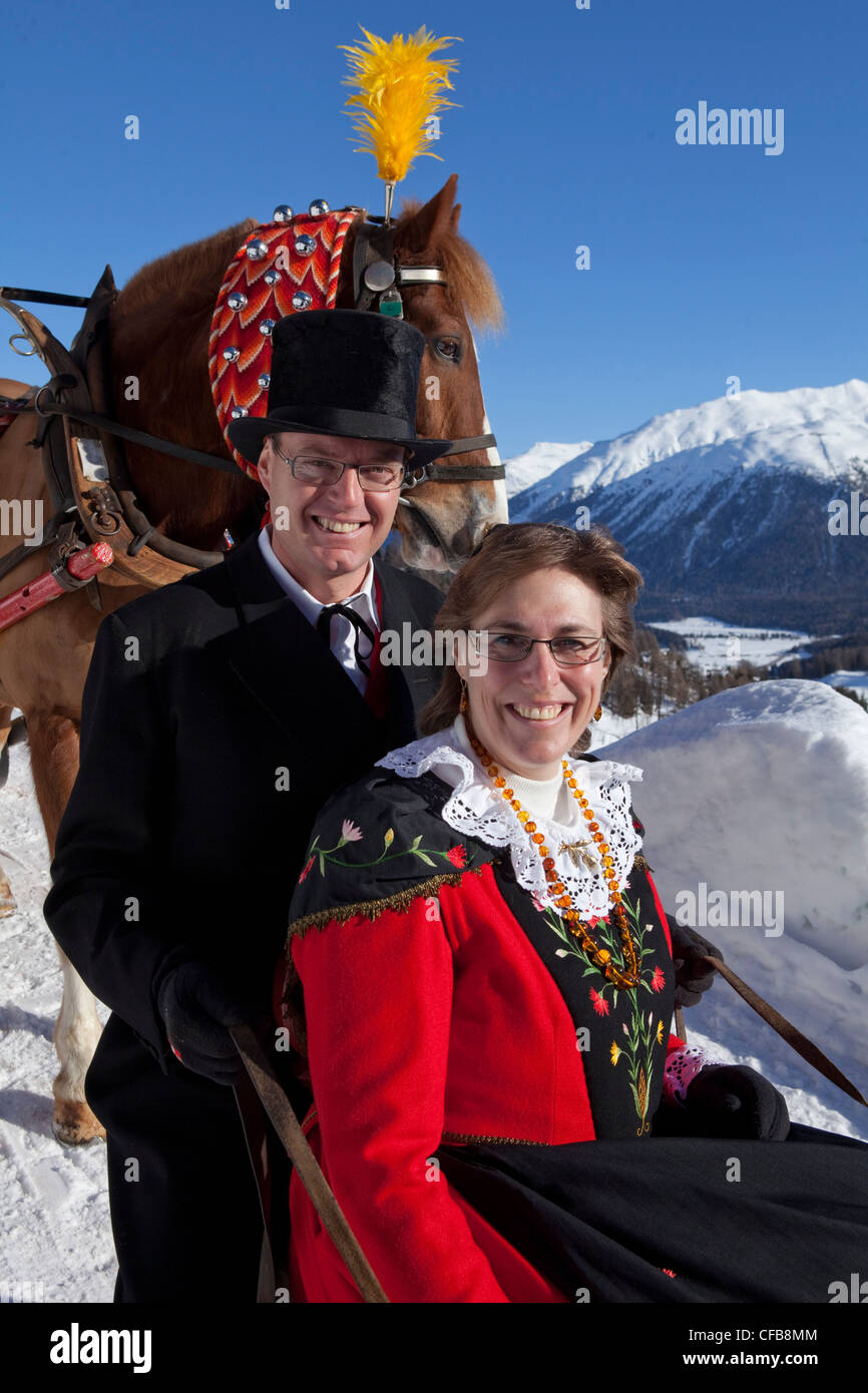 Tradition, folklore, national costumes, nature, horse, sledge, sleigh ...