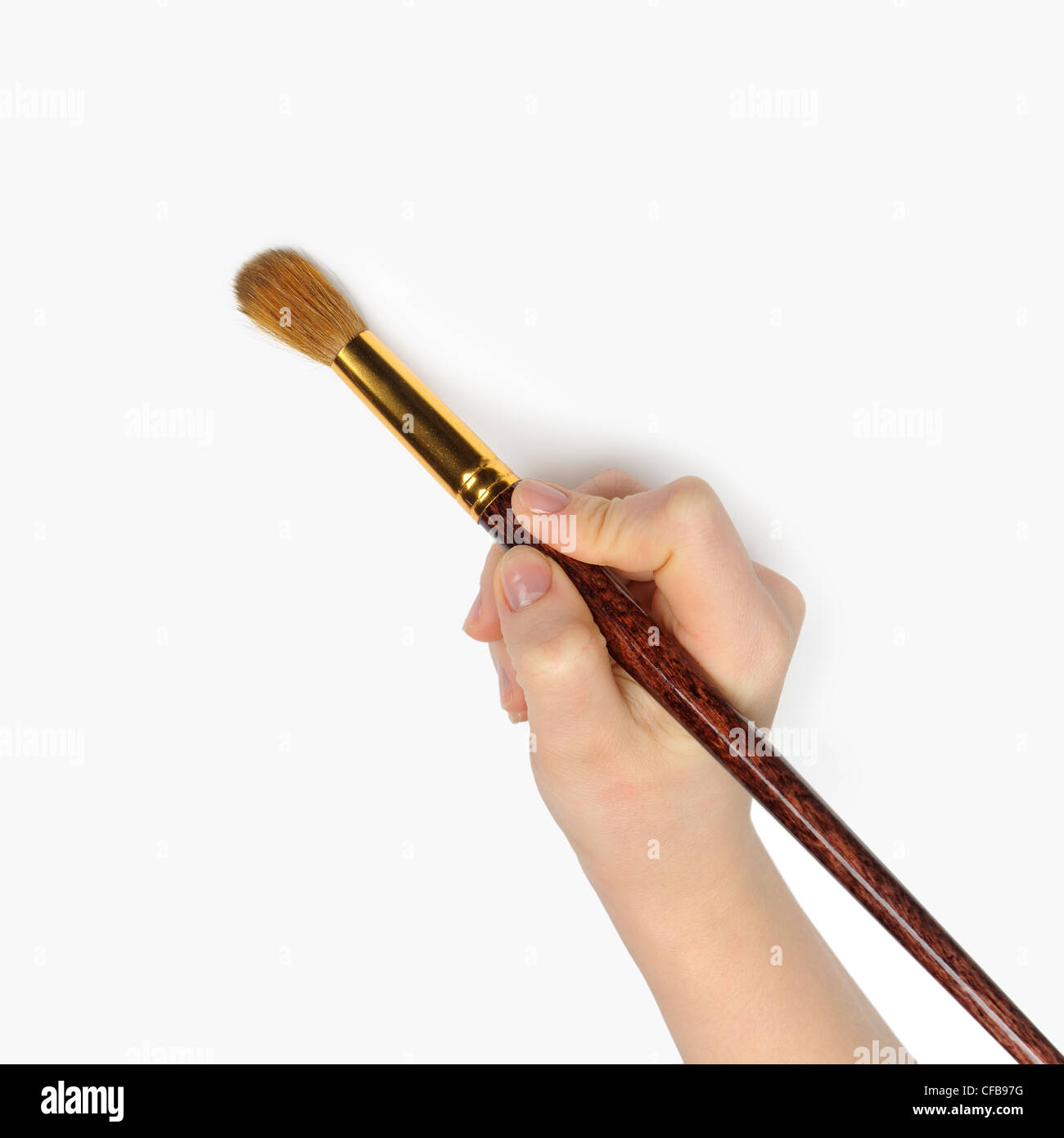Female painter holding paintbrush over hi-res stock photography and ...