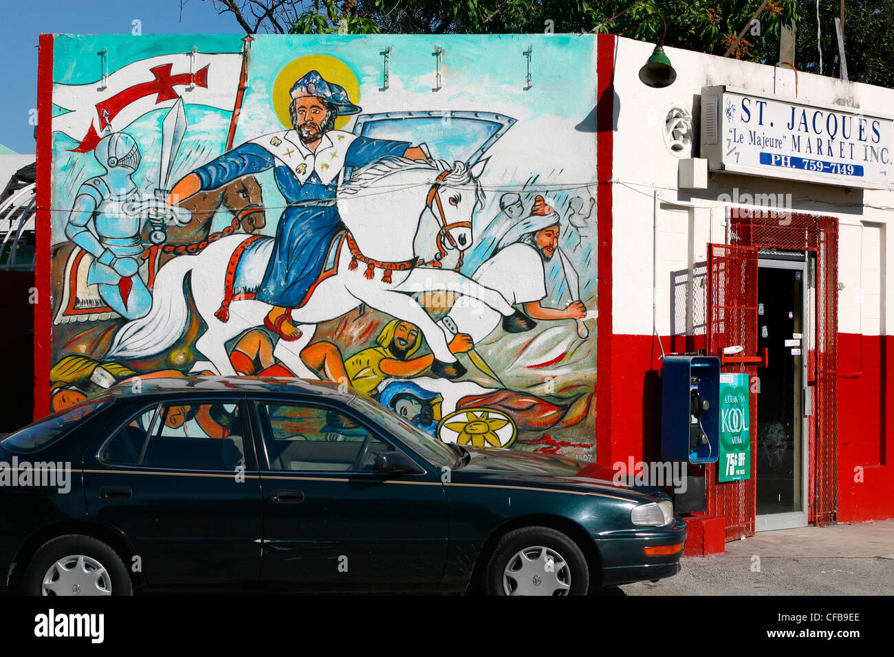 Historical murial on the side of a Miami shop, Miami, Florida Stock ...