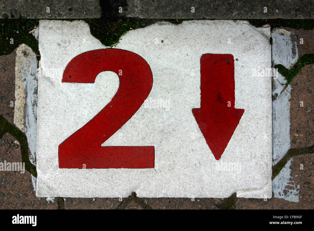 The number 2 painted in red on white background, Sydney, Australia ...