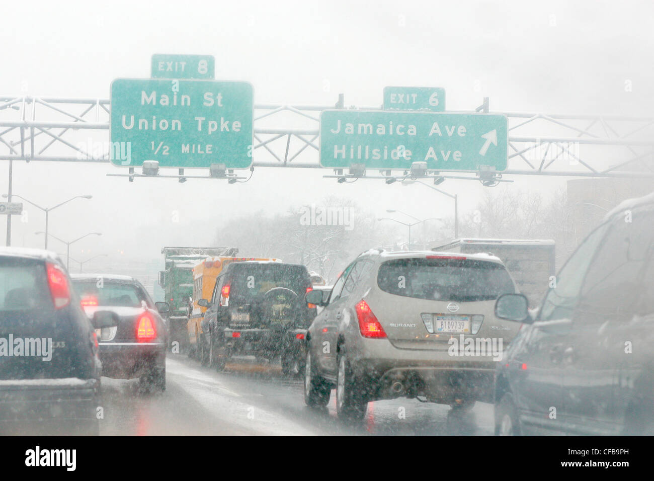 Rush hour traffic in snowstorm, New York City, USA Stock Photo - Alamy