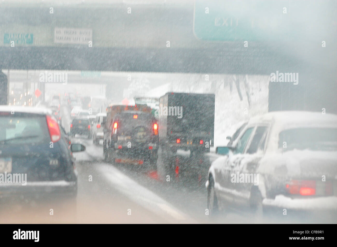 Rush hour traffic in snowstorm, New York City, USA Stock Photo - Alamy