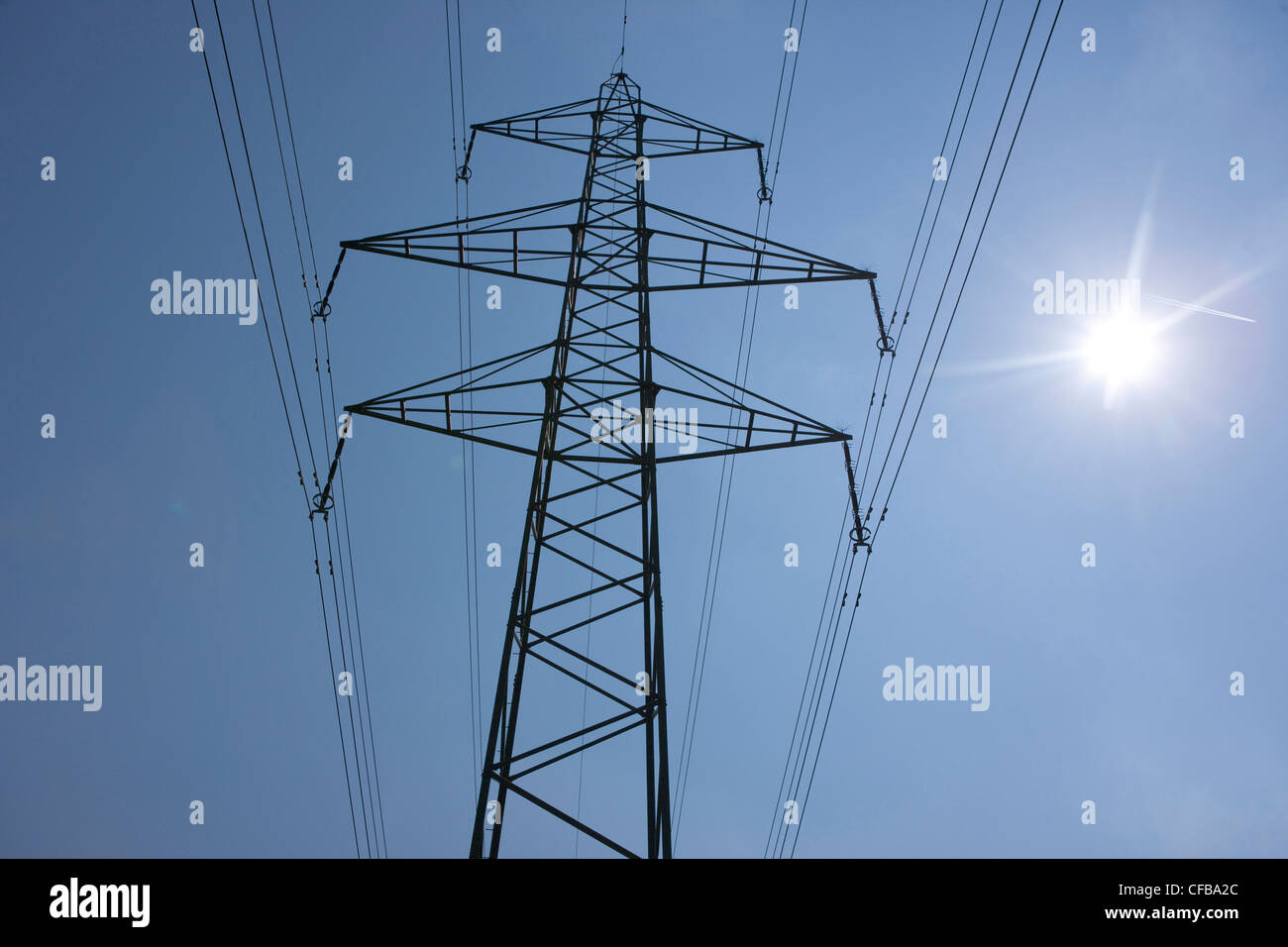 Electricity, energy, power, power pole, mast, pole, sun, power supply ...