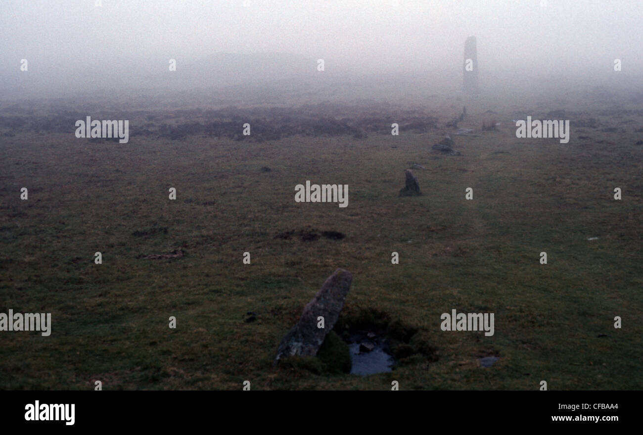 Dartmoor Stone Row Stock Photo - Alamy