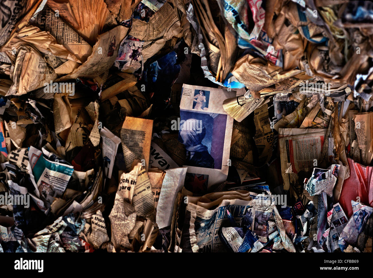 Rubbish tip with recycled paper, London Uk Stock Photo - Alamy