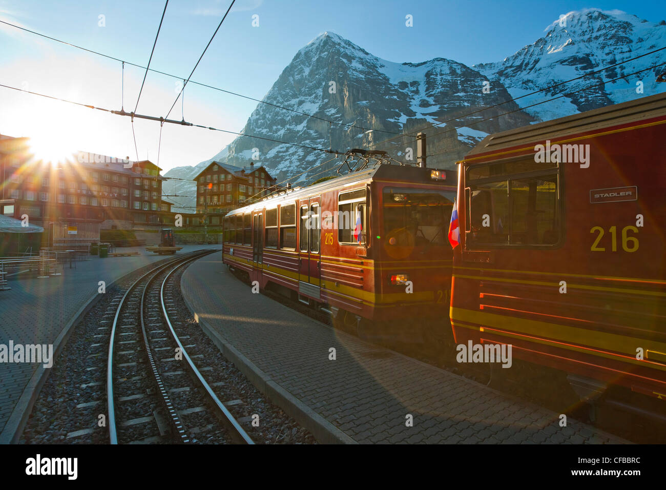 Mountain, mountains, mountain railway, canton Bern, Bernese Alps ...
