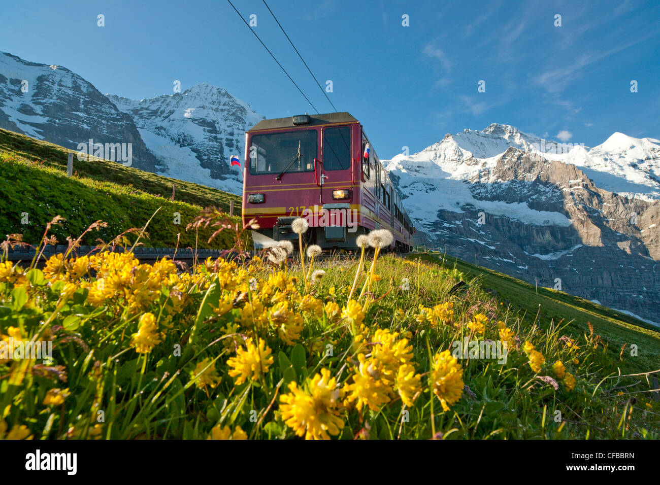 Mountain, mountains, mountain railway, canton Bern, Bernese Alps ...