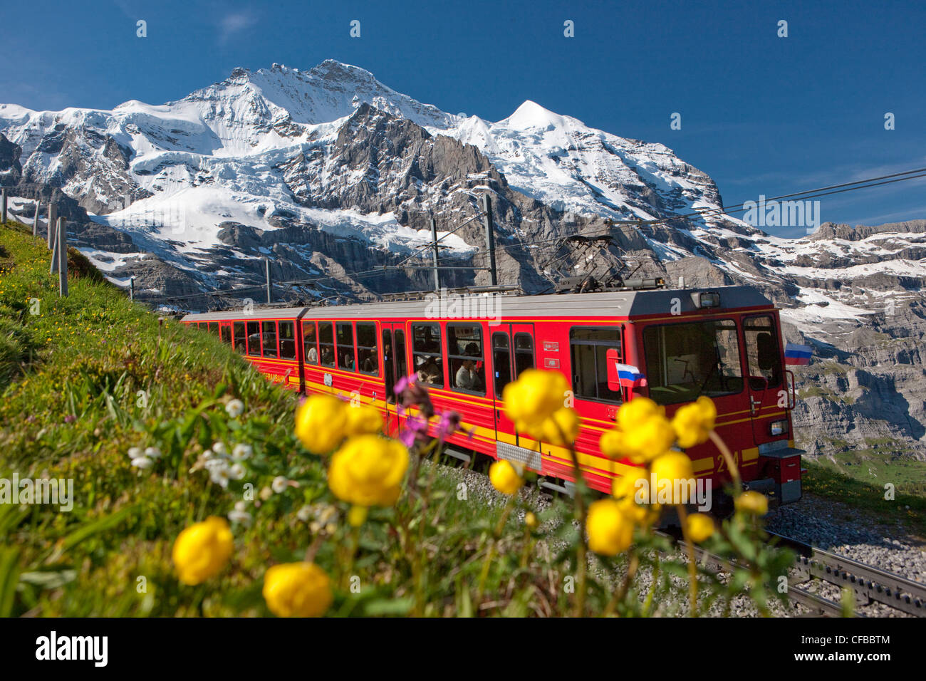 Mountain, mountains, mountain railway, canton Bern, Bernese Alps ...