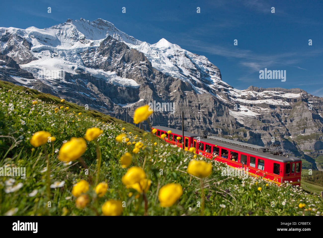 Mountain, mountains, mountain railway, canton Bern, Bernese Alps ...
