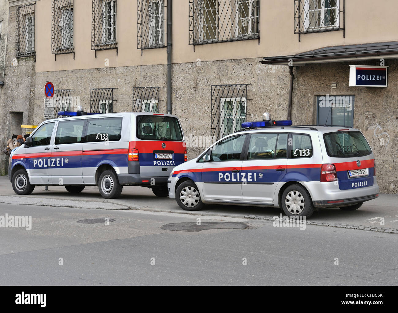 Police cars parked in the street, Salzburg, Austria Stock Photo - Alamy