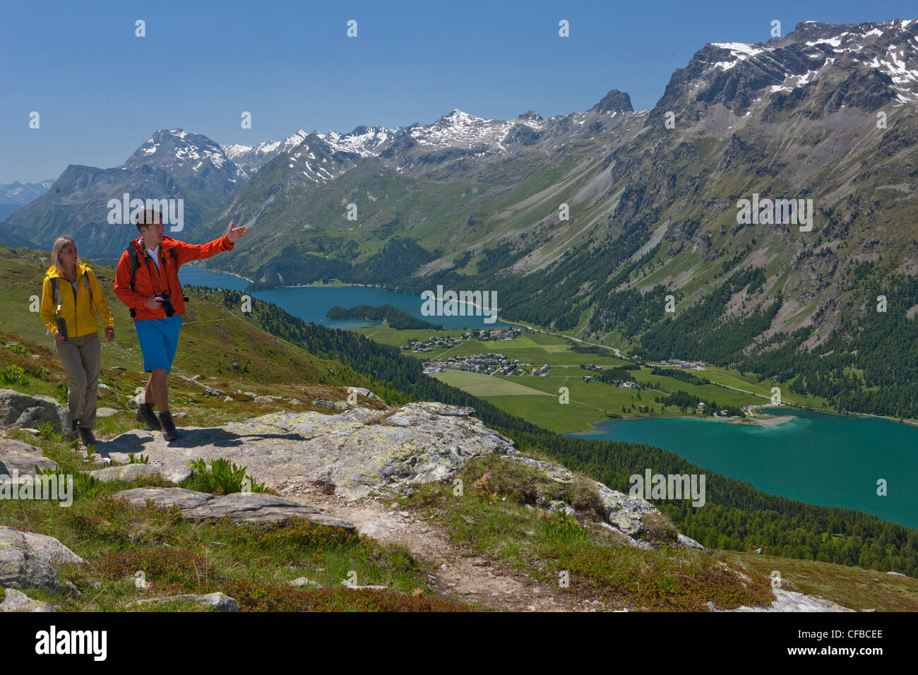 Switzerland europe grisons graubunden silvaplanersee hi-res stock ...