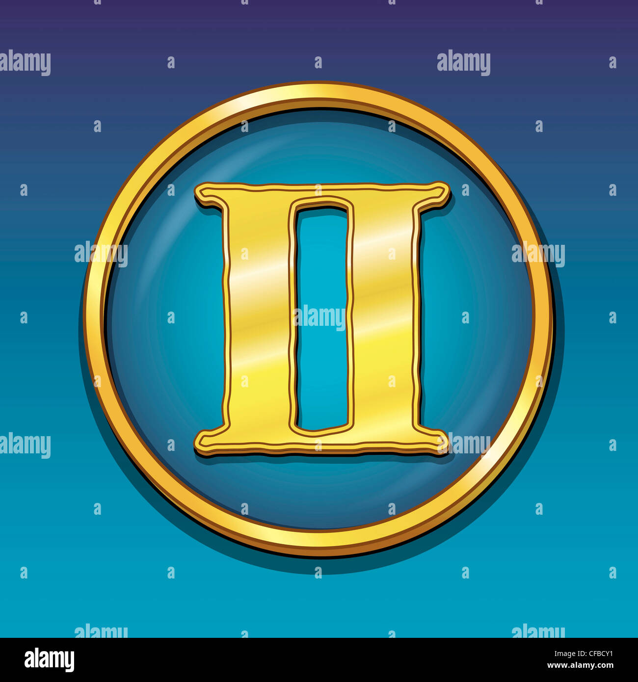 Illustration of star sign Gemini in circle Stock Photo - Alamy