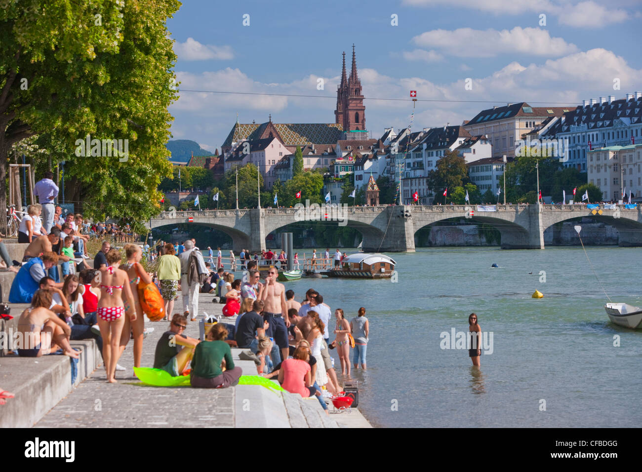 Bridge, river, flow, water, town, city, water, canton, Basel ...