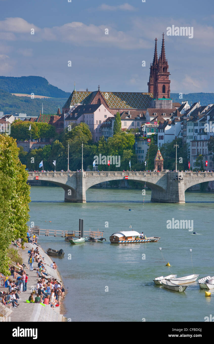 Bridge, river, flow, water, town, city, water, canton, Basel ...