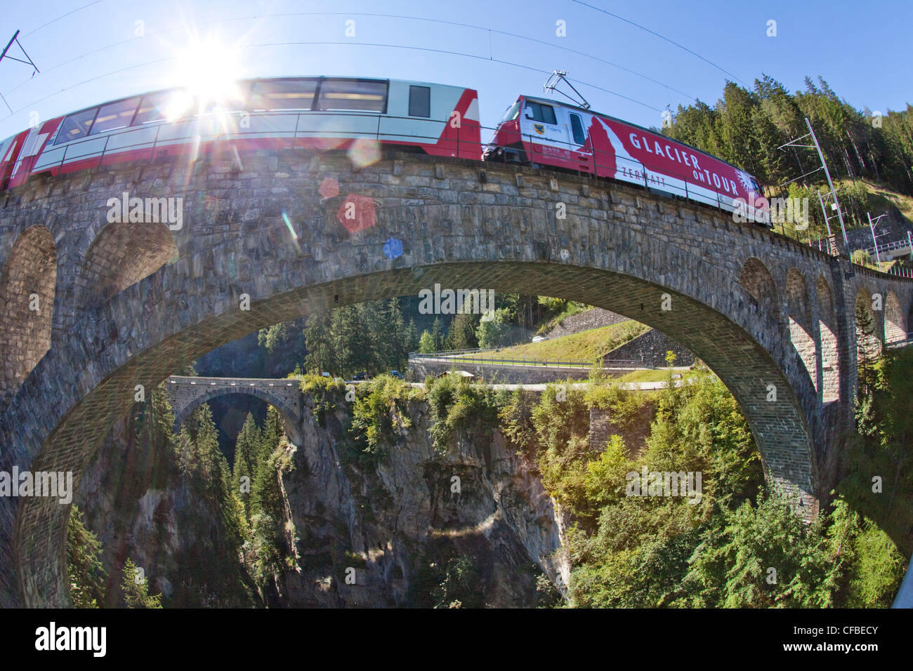 Road, Railway, train, railroad, bridge, canton, Graubünden, Grisons ...