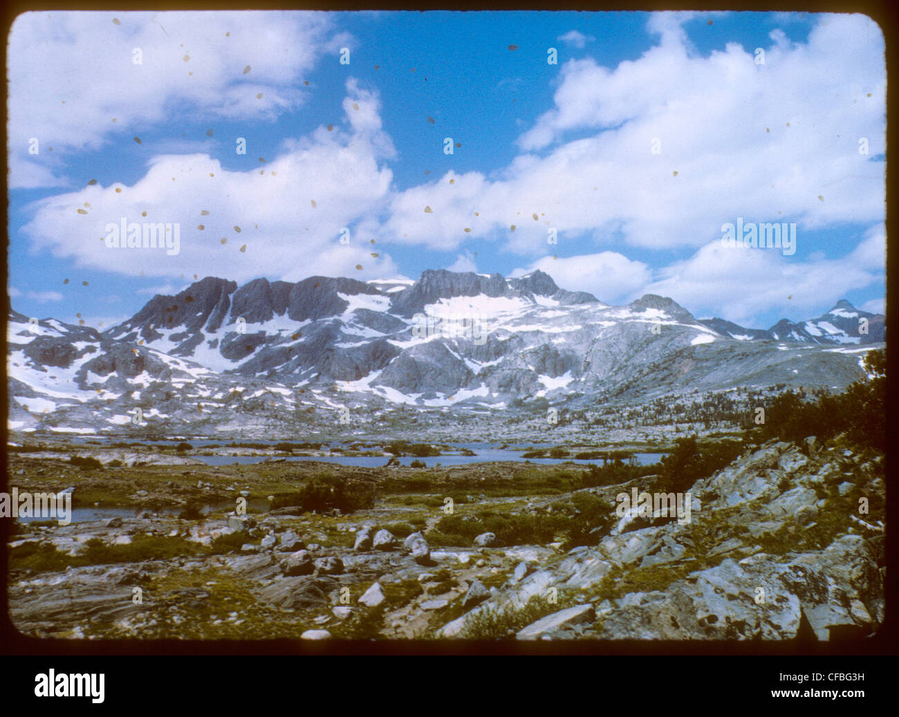 snow on peaks in high sierra landscape backpacking california 1960s ...