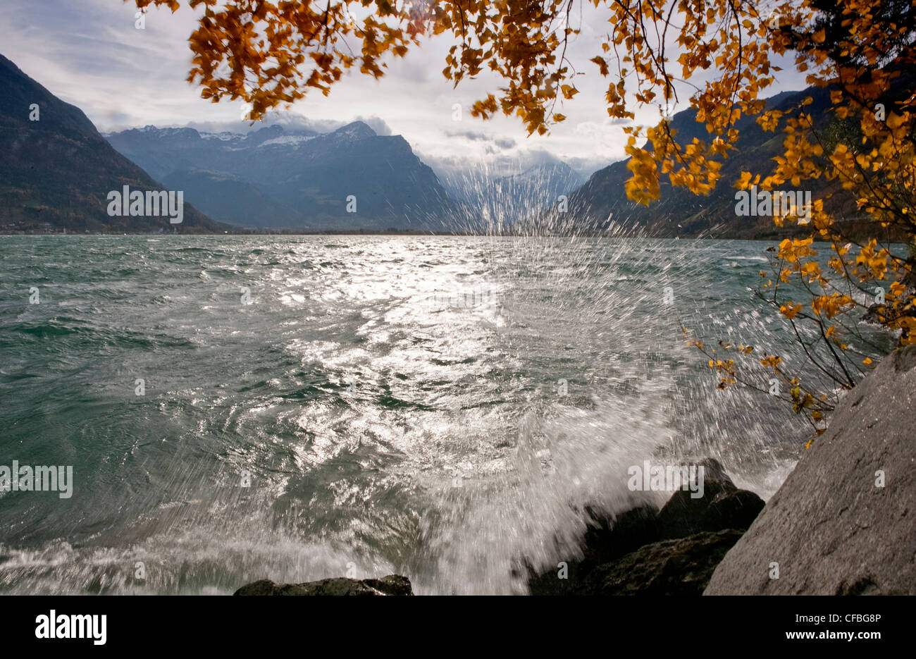 Mountain, mountains, autumn, lake, Uri, Switzerland, Europe ...