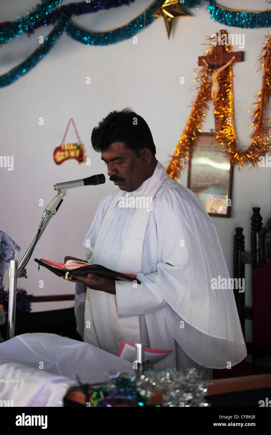 Indian priest in Christian church Andhra Pradesh South India Stock ...